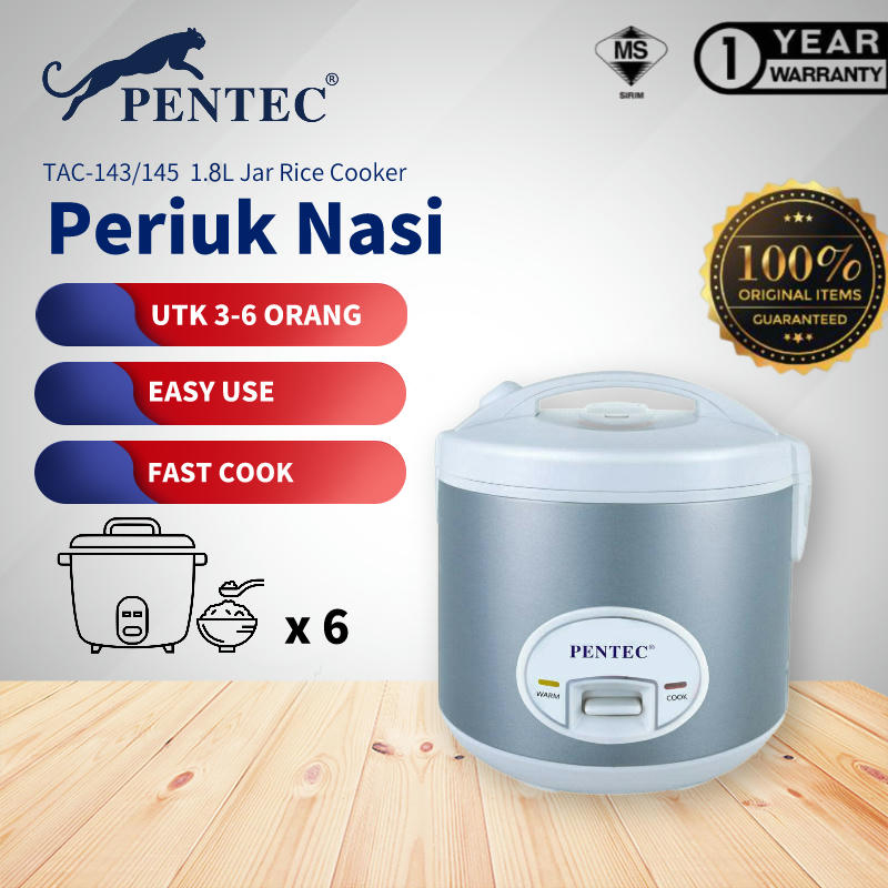 Pentec Rice Cooker TAC-145 1.8L Inner Pot For Easy Cleaning Automatic ...